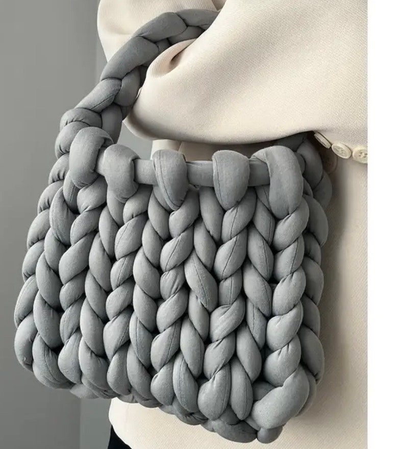Chunky Knit Bag , Boho Bubble Bag , Puffer Bag , Crochet Bag , Big Yarn ...