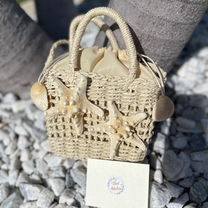 Seashell Bag, Straw, Shell Collecting Bag, Adult, Kids, Mesh Bag, Beach ...