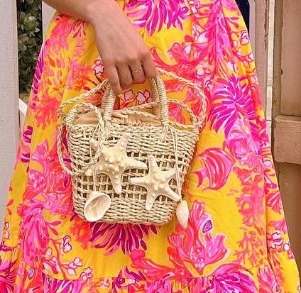 Seashell Bag, Straw, Shell Collecting Bag, Adult, Kids, Mesh Bag, Beach ...