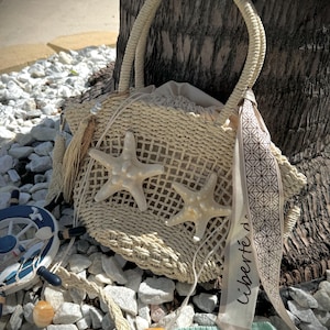 Seashell Bag, Straw, Shell Collecting Bag, Adult, Kids, Mesh Bag, Beach ...