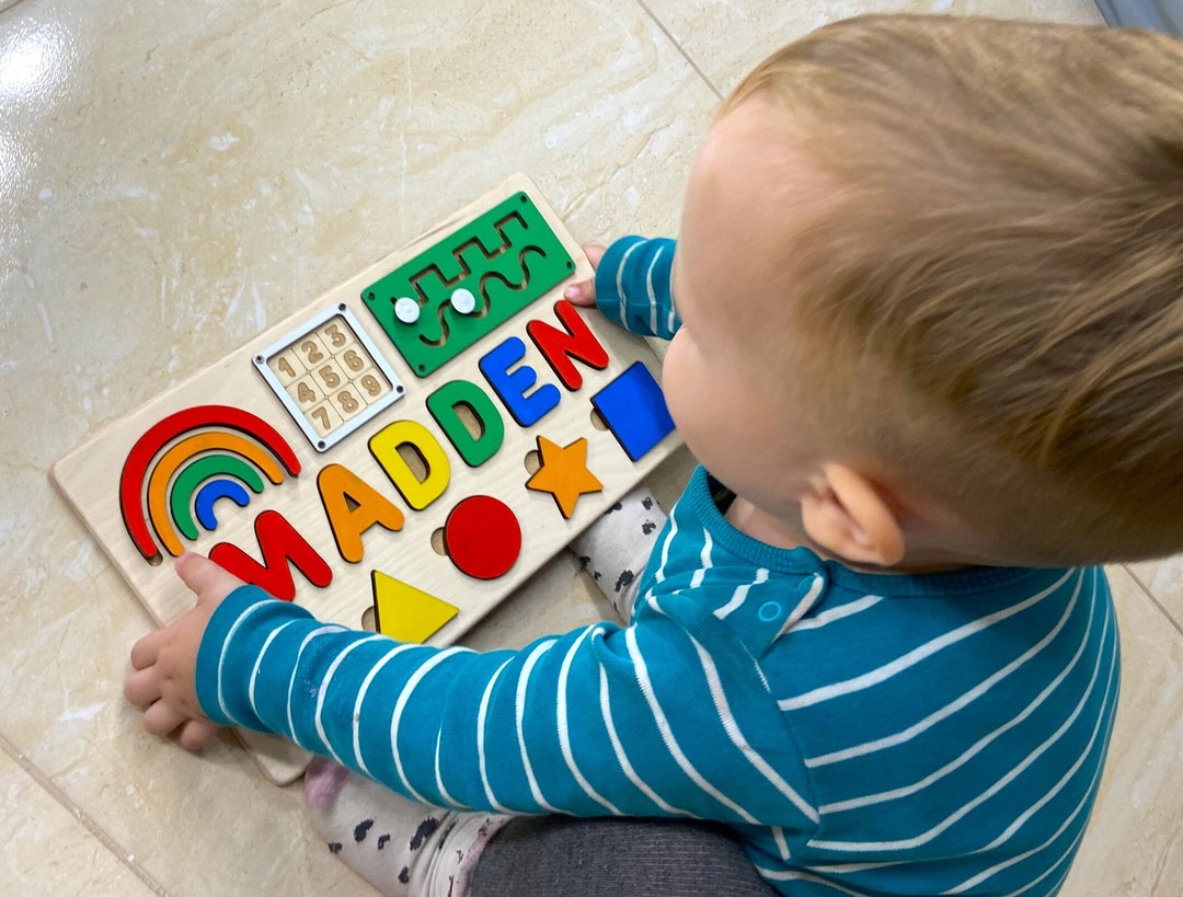 First Baby Gift Name Puzzle Busy Board Personalized Baby Gift Baby ...