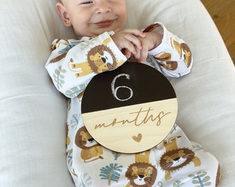 Baby Birth Announcement Wood Discs Milestone Card Hello World Sign ...