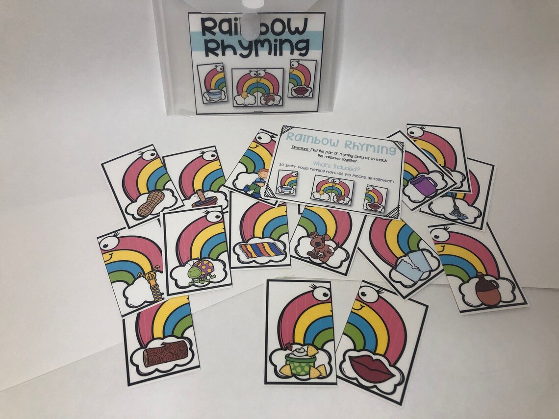 NO PREP Rainbow Rhyming Matching Game, Educational Learning Activities ...