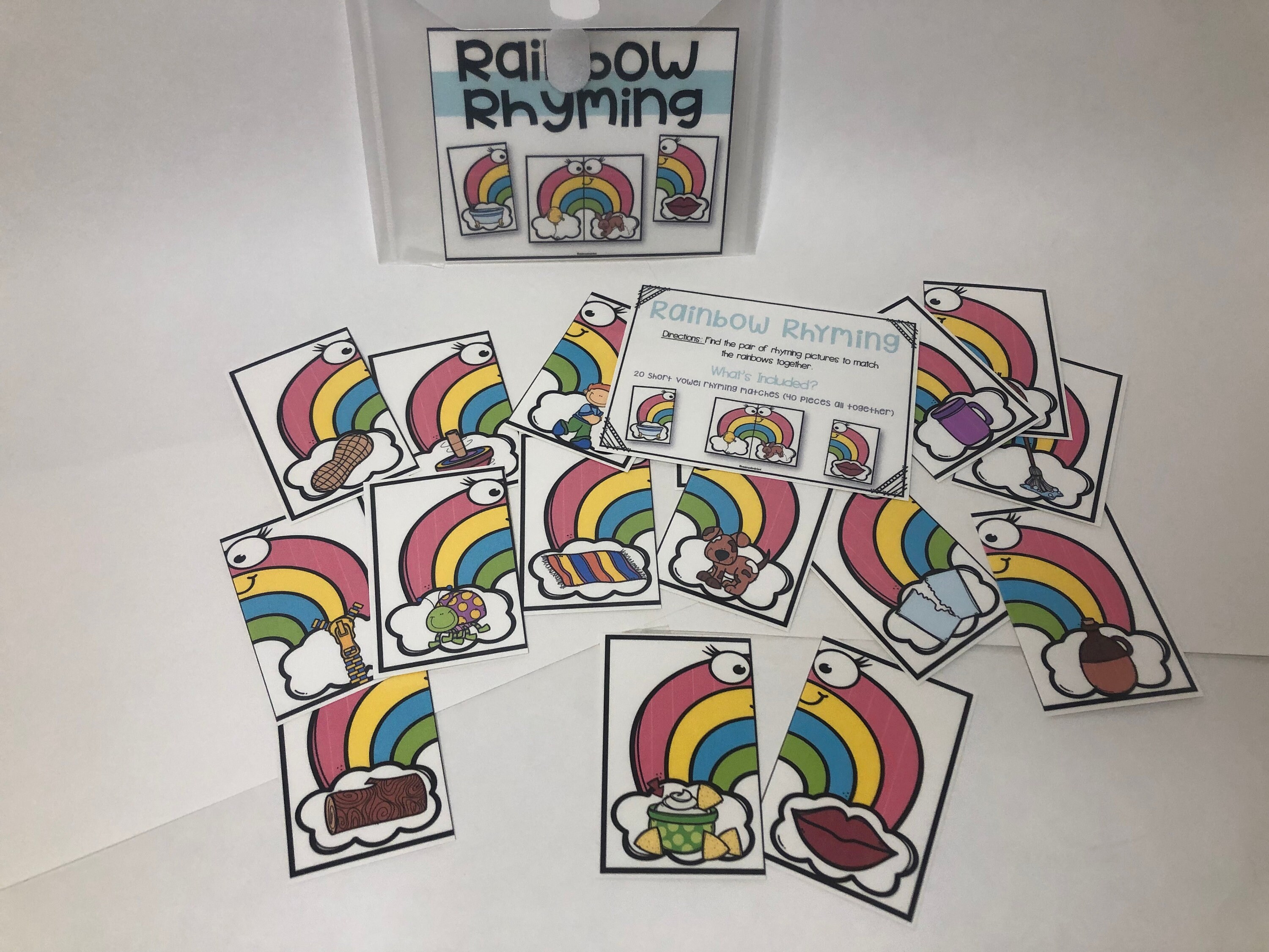 NO PREP Rainbow Rhyming Matching Game, Educational Learning Activities ...