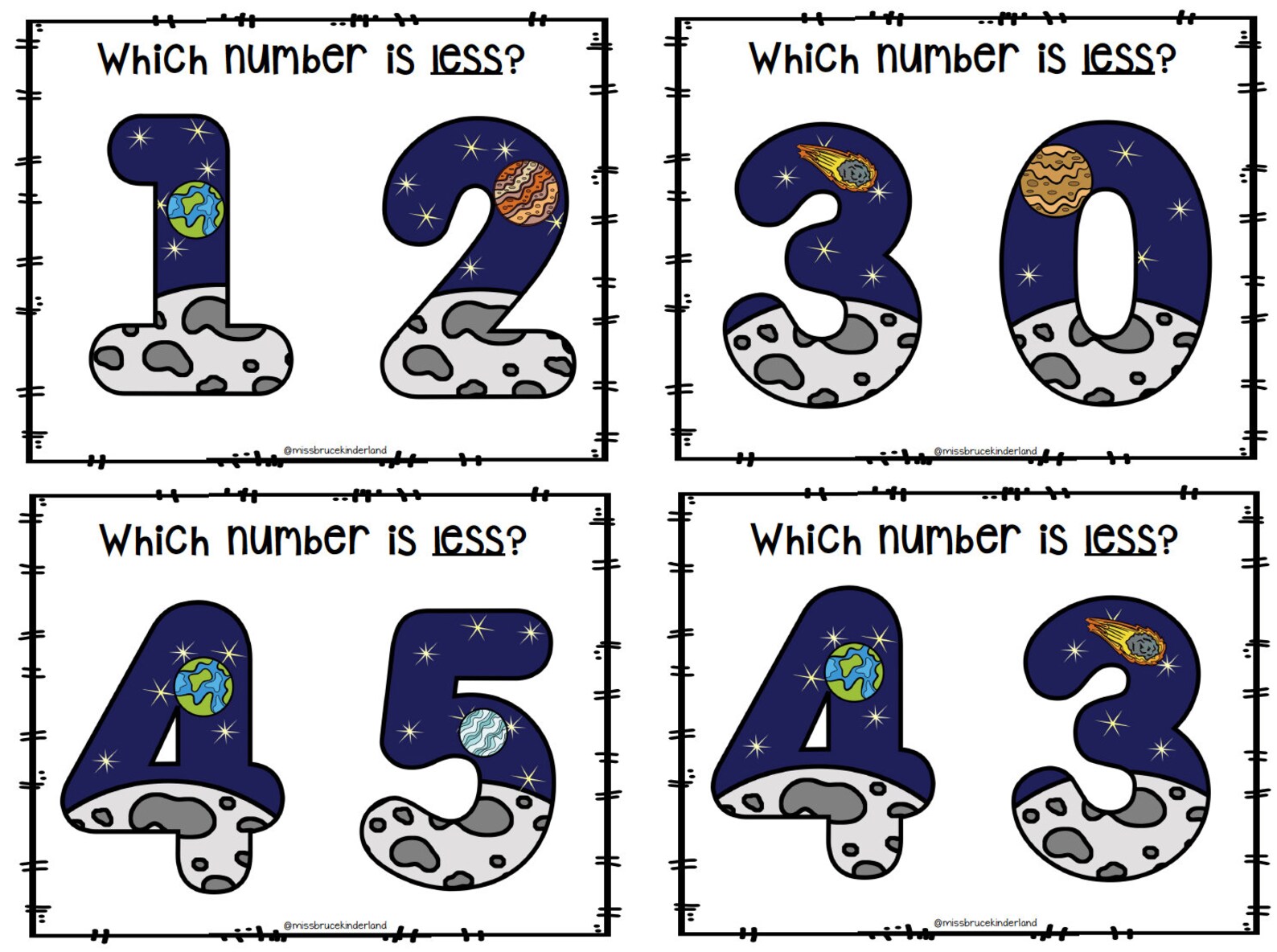 Math Comparing Numbers Printable Task Cards, Early Numeracy Activities ...