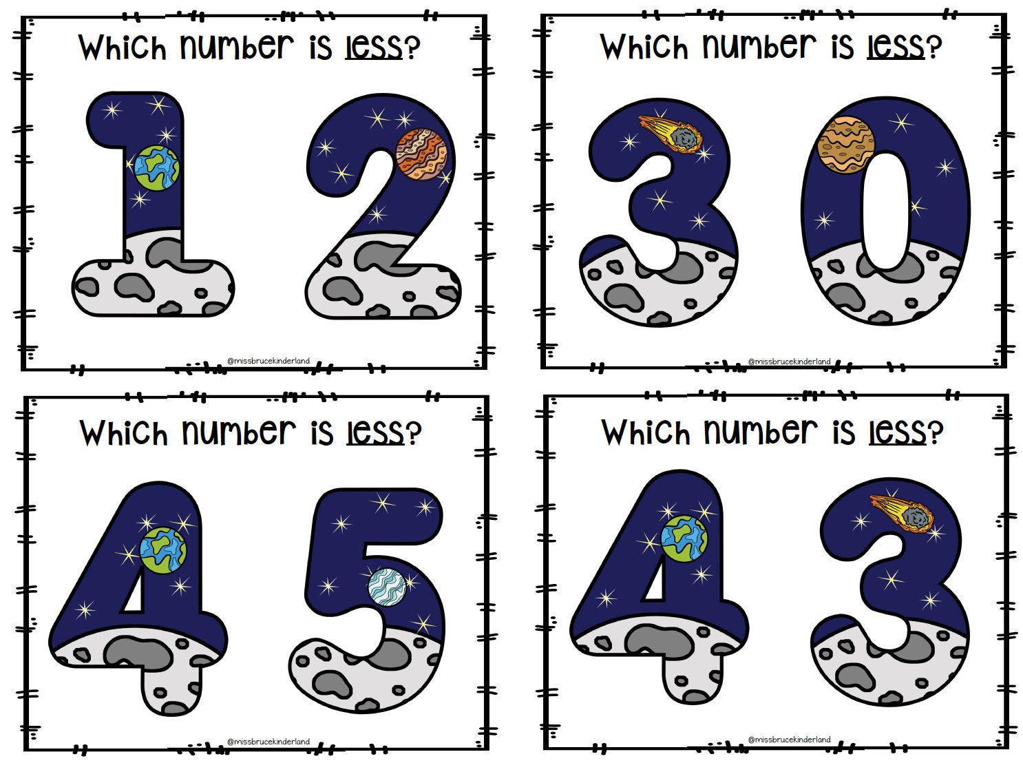 Math Comparing Numbers Printable Task Cards, Early Numeracy Activities ...