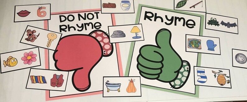 NO PREP Educational Rhyming Sorting Mats, Practice School Game, Reading ...