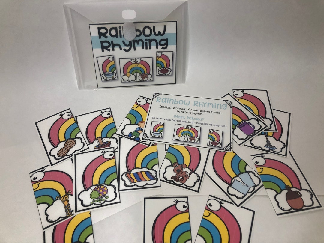 NO PREP Rainbow Rhyming Matching Game, Educational Learning Activities ...