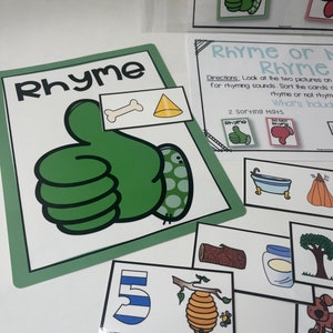 NO PREP Educational Rhyming Sorting Mats, Practice School Game, Reading ...