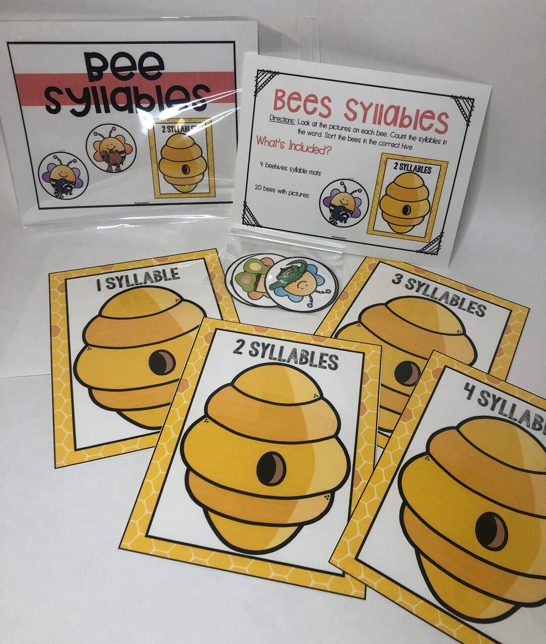 NO PREP Bees Counting Syllables Activity for Kids, Educational Learning ...