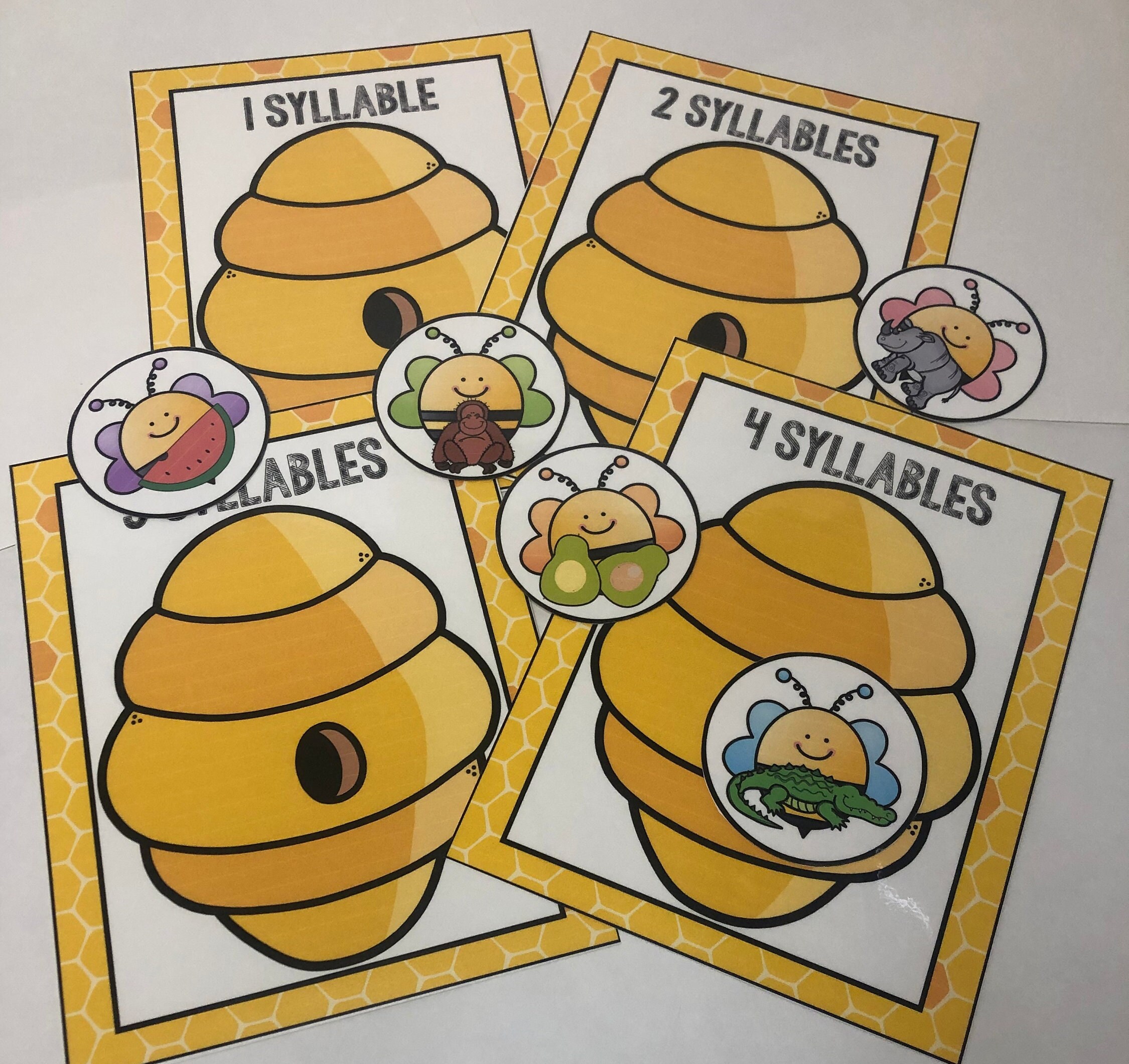 NO PREP Bees Counting Syllables Activity for Kids, Educational Learning ...