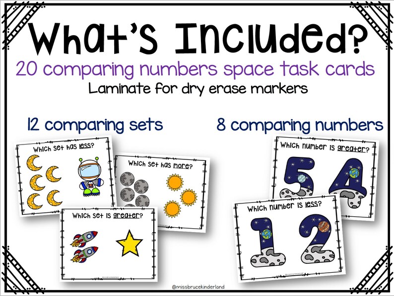 Math Comparing Numbers Printable Task Cards, Early Numeracy Activities ...