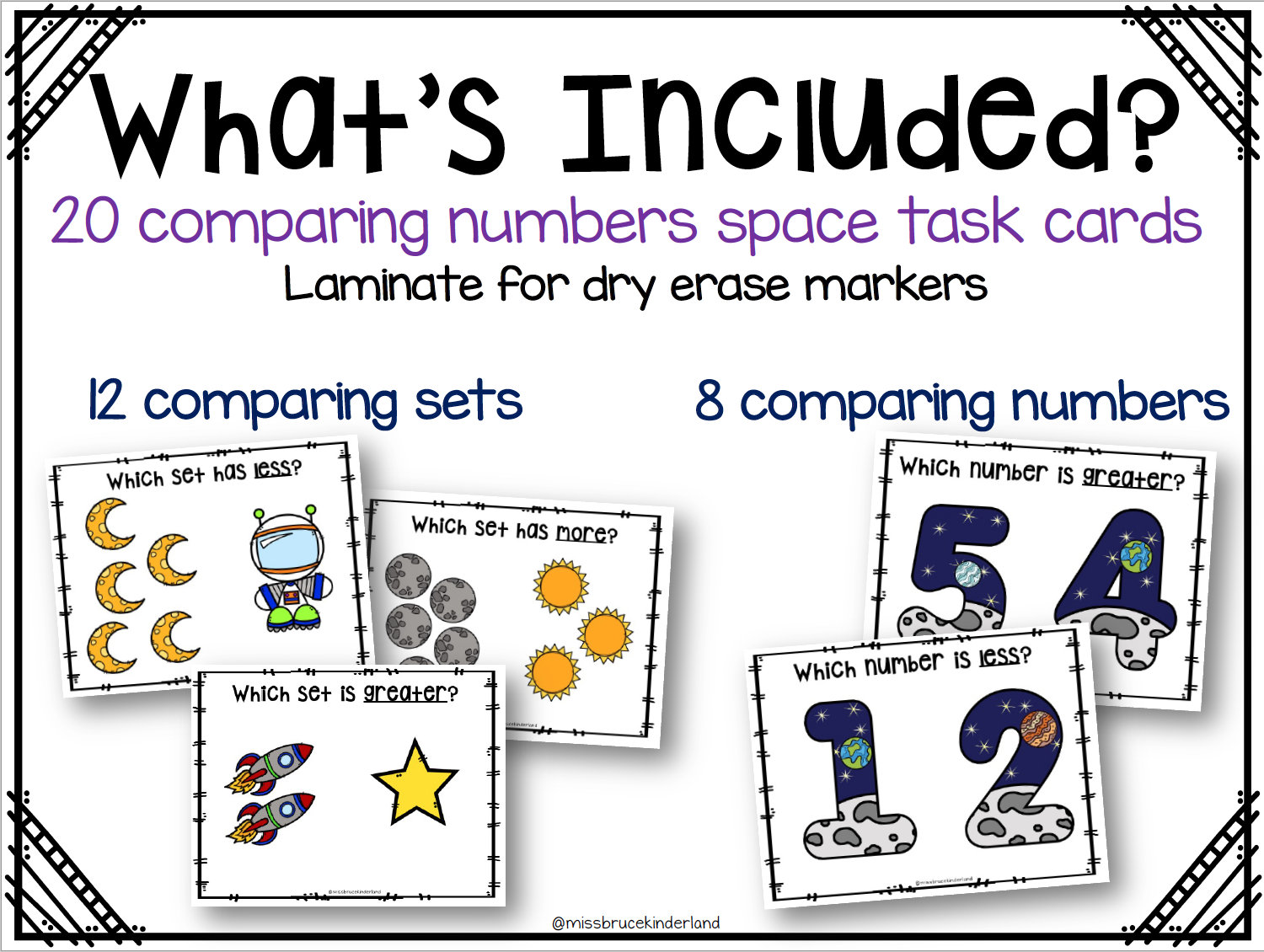 Math Comparing Numbers Printable Task Cards, Early Numeracy Activities ...