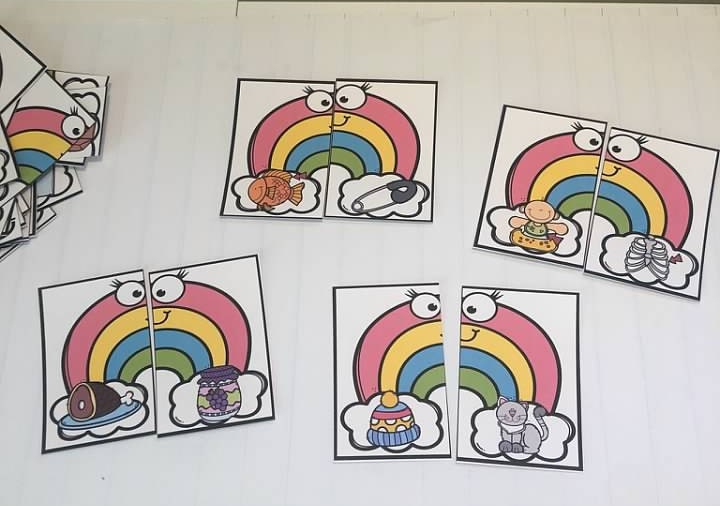 NO PREP Rainbow Rhyming Matching Game, Educational Learning Activities ...