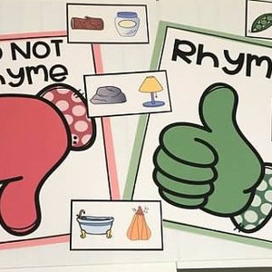 NO PREP Educational Rhyming Sorting Mats, Practice School Game, Reading ...