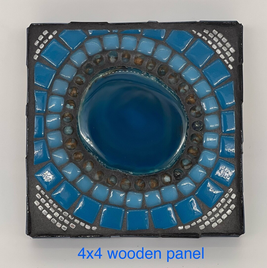 Mosaic Art Panel - Blue Agate Dark, 4x4 - Etsy
