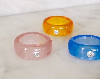 Neon Orange Plastic Ring Size 6.75 - Etsy