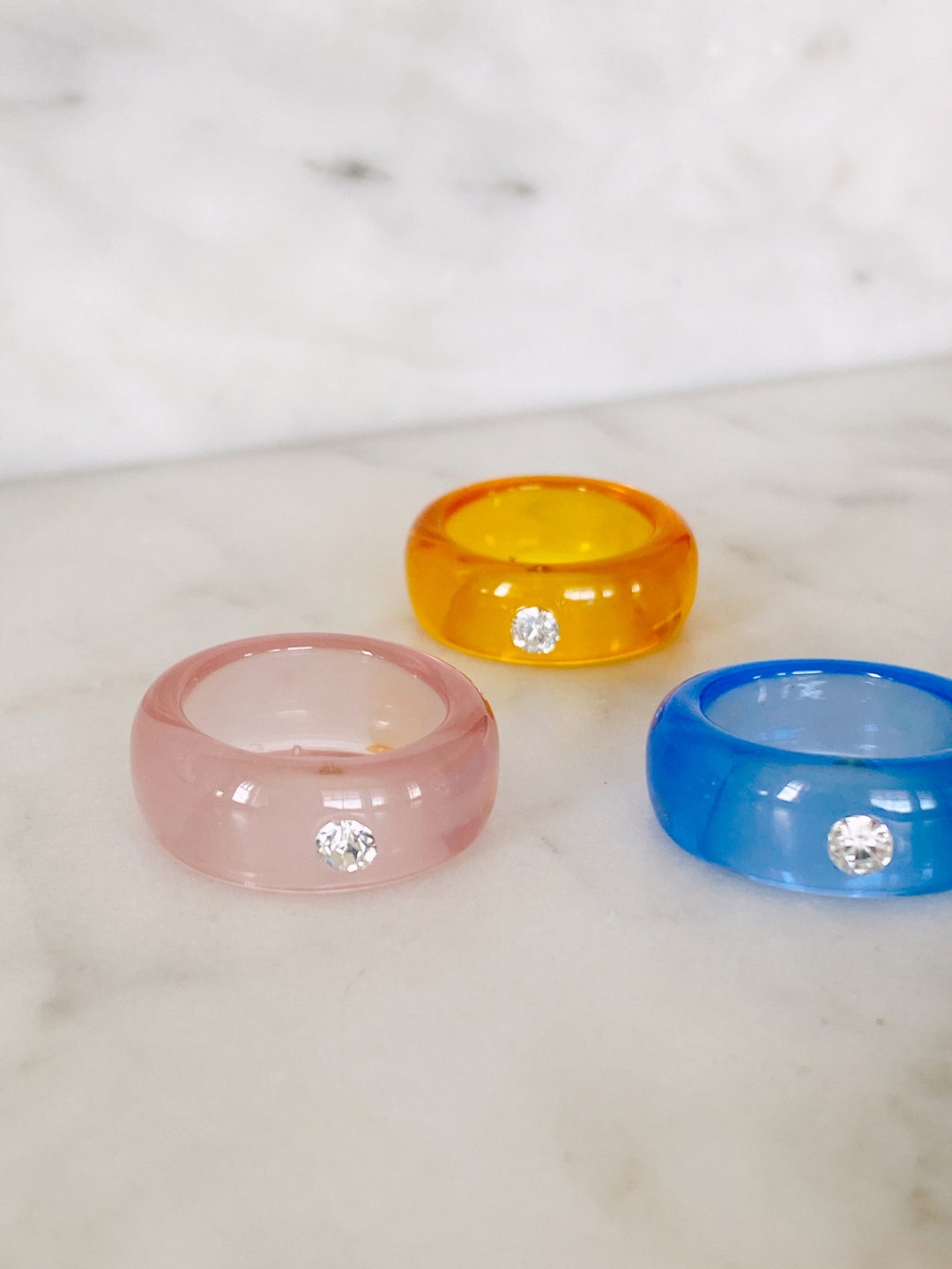 Clear Chunky Colorful Ring Colorful Plastic Ring - Etsy