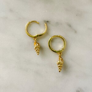 Beachy Charm Hoop Earrings | Gold Plated Charm Earrings - Etsy