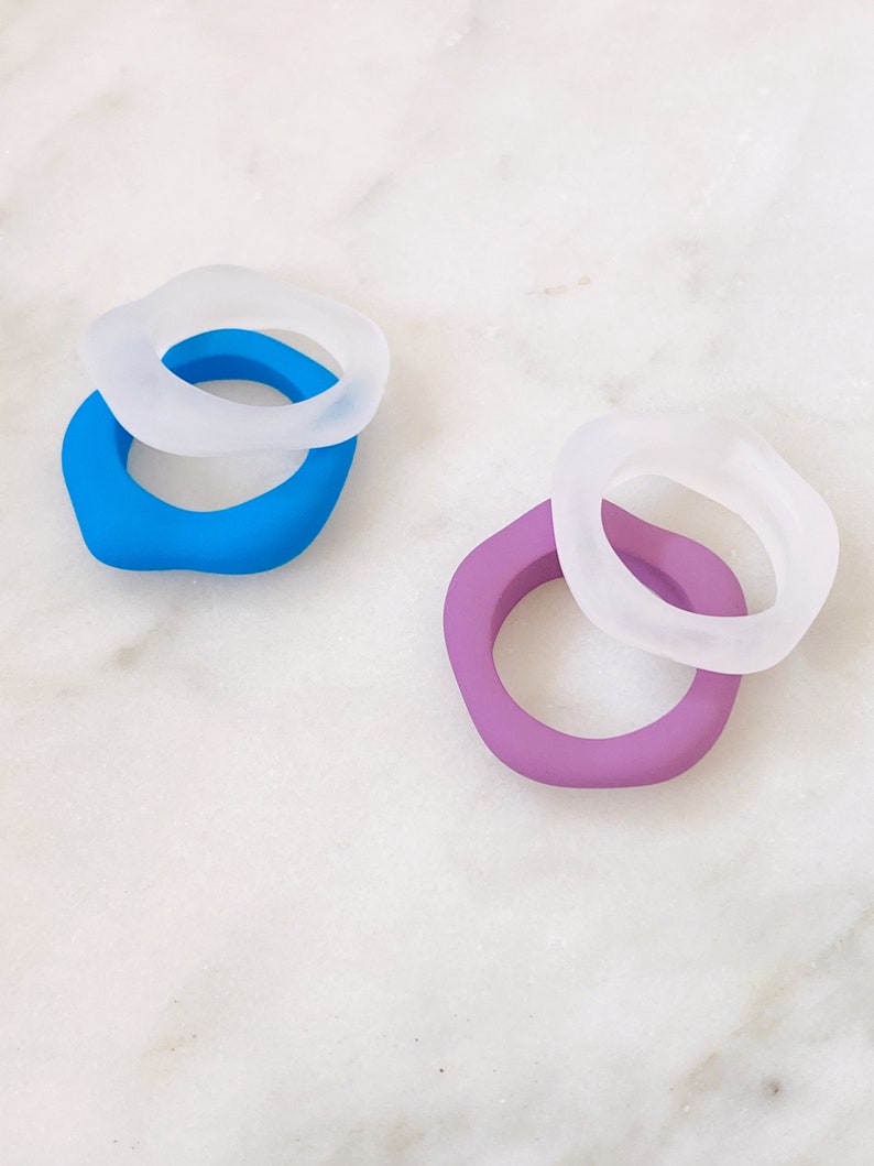 Wavy Ring Set Colorful Plastic Ring Set Clear Plastic - Etsy
