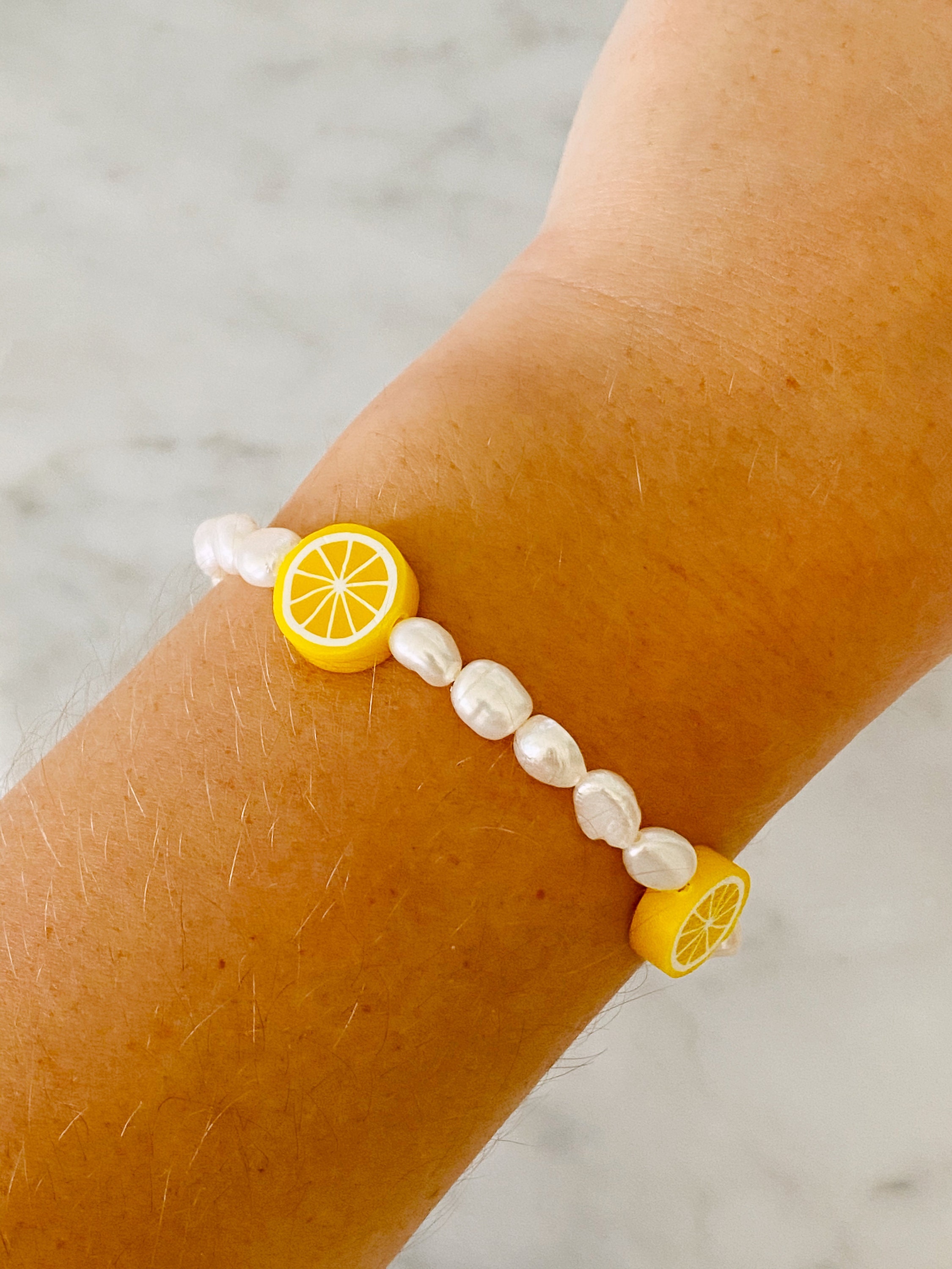 Pearl Fruit Bracelet | Beaded Pearl Bracelet | 7" | Fruit Bracelet ...