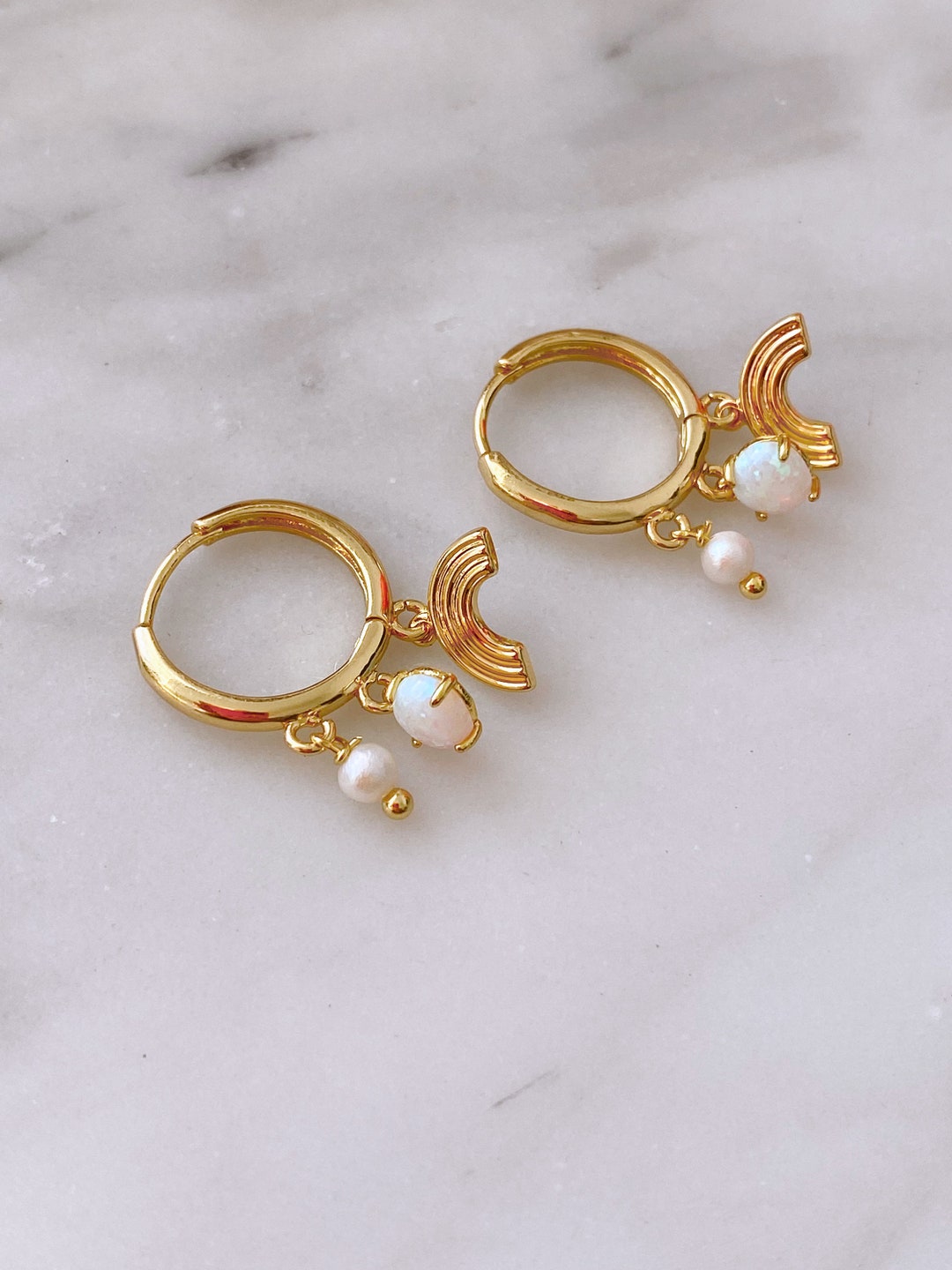 Rainbow Charm Shaker Hoop Earrings - Etsy