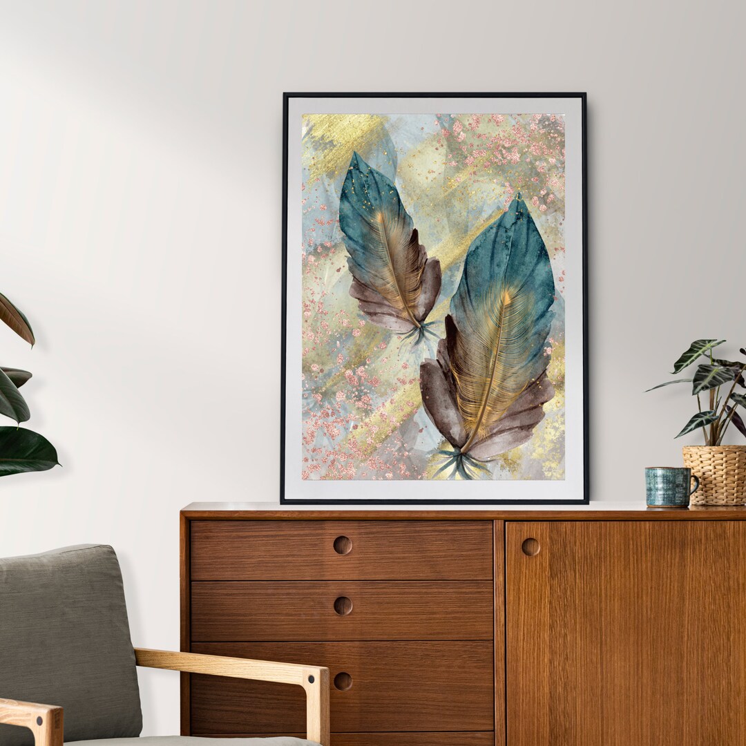 Golden Feather, Feathers Painting, Feather Art, Feather Decor ...