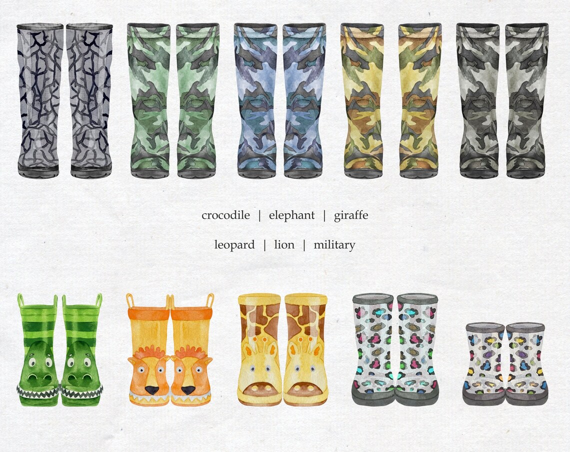 Watercolor Family Wellies Personalised Wellies Family Print | Etsy