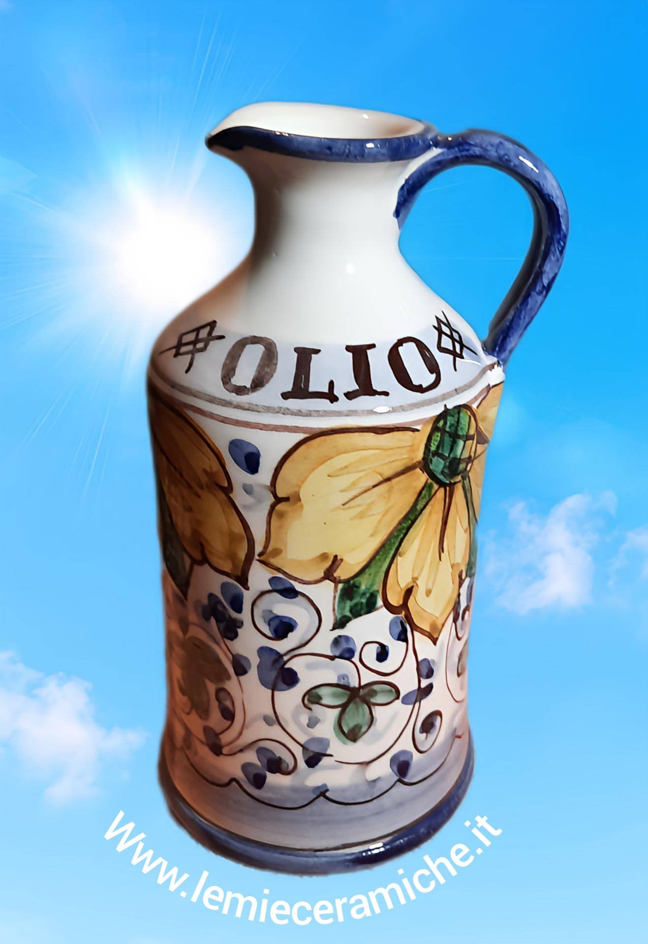 Olives Oil jar pottery hand made in Italy with steel dispenser ...