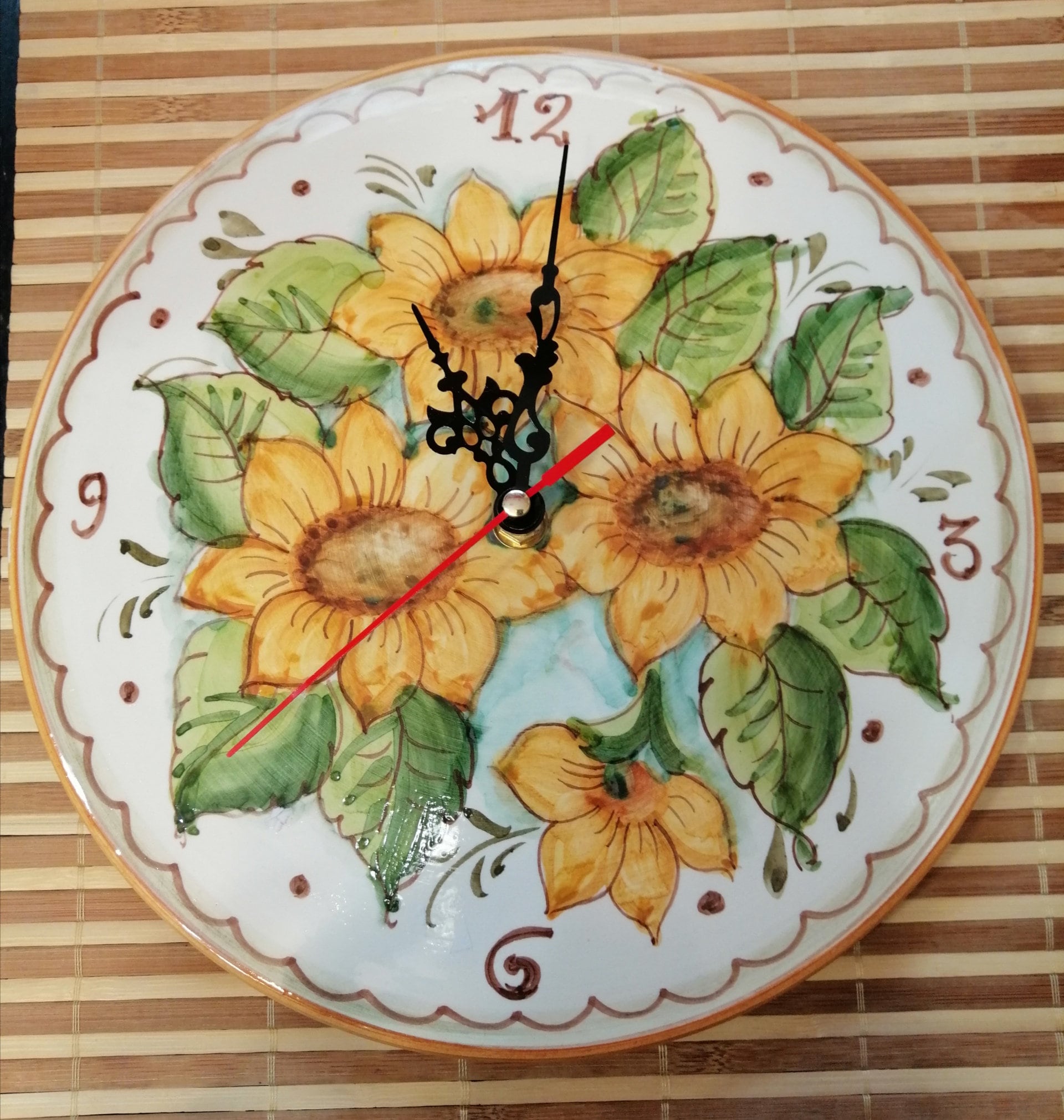 Clock Hand Made in Italy Pottery Plate Decoration Wall Kitchen ...