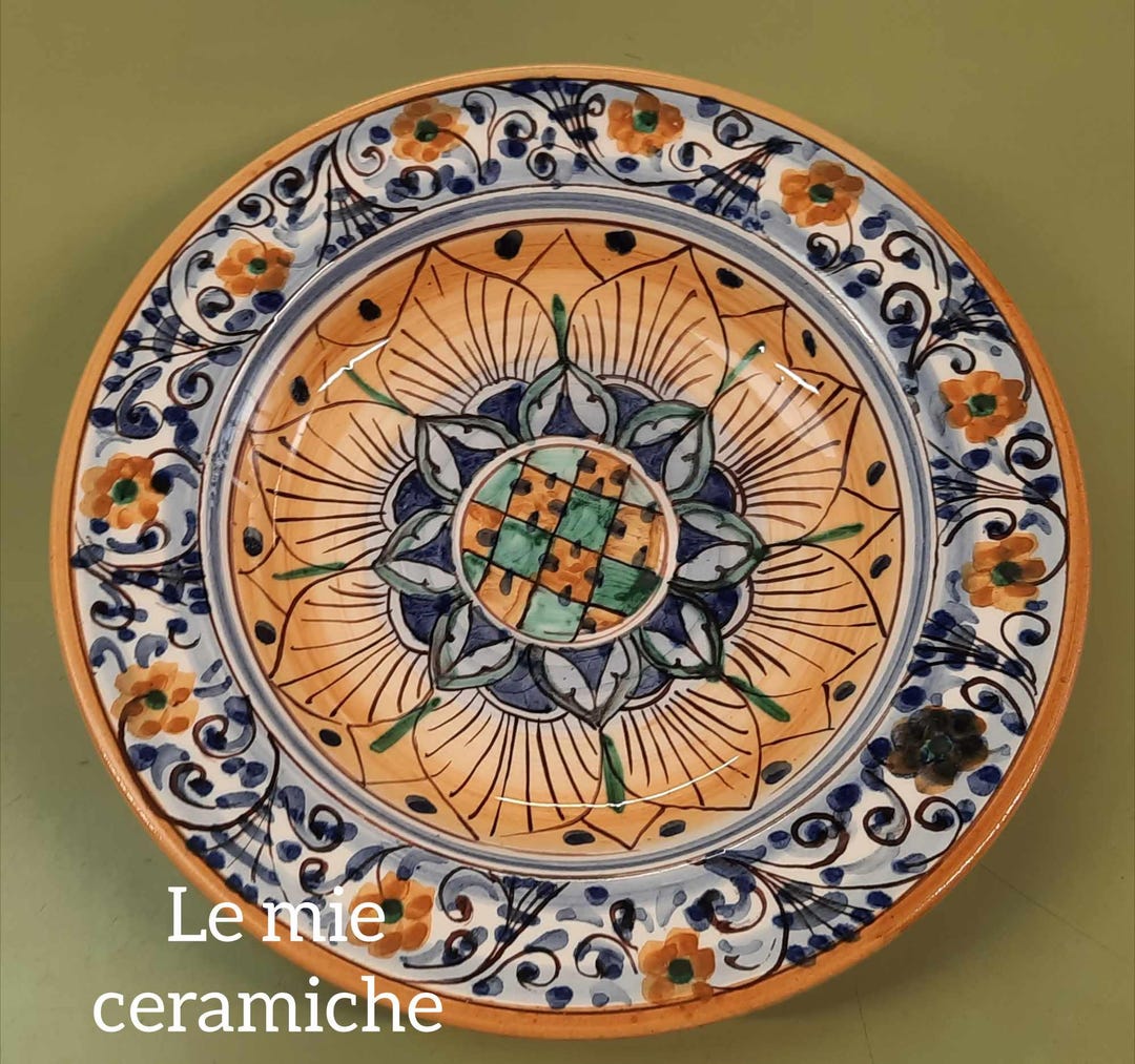 25cm Deep Pasta Plate in Artisanal Majolica, Entirely Handmade in Italy ...