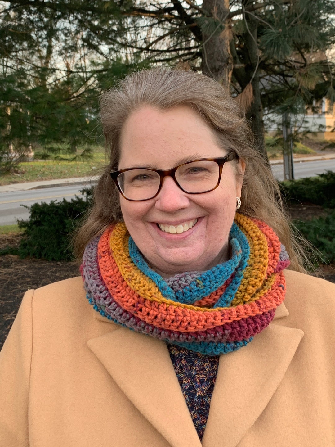 Crocheted Scarf, Rainbow Infinity Scarf, Infinity Scarf for Women ...