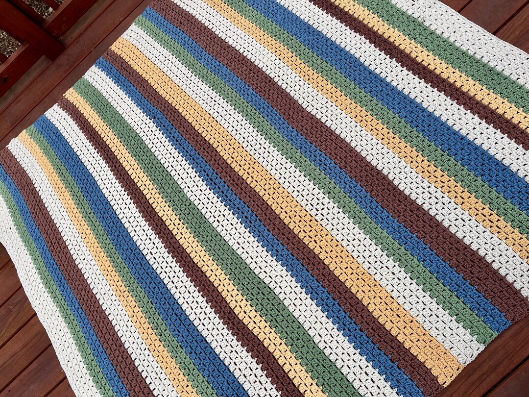 Handmade Striped Afghan, Pastel Stripe Afghan, Striped Blanket, Boxed ...