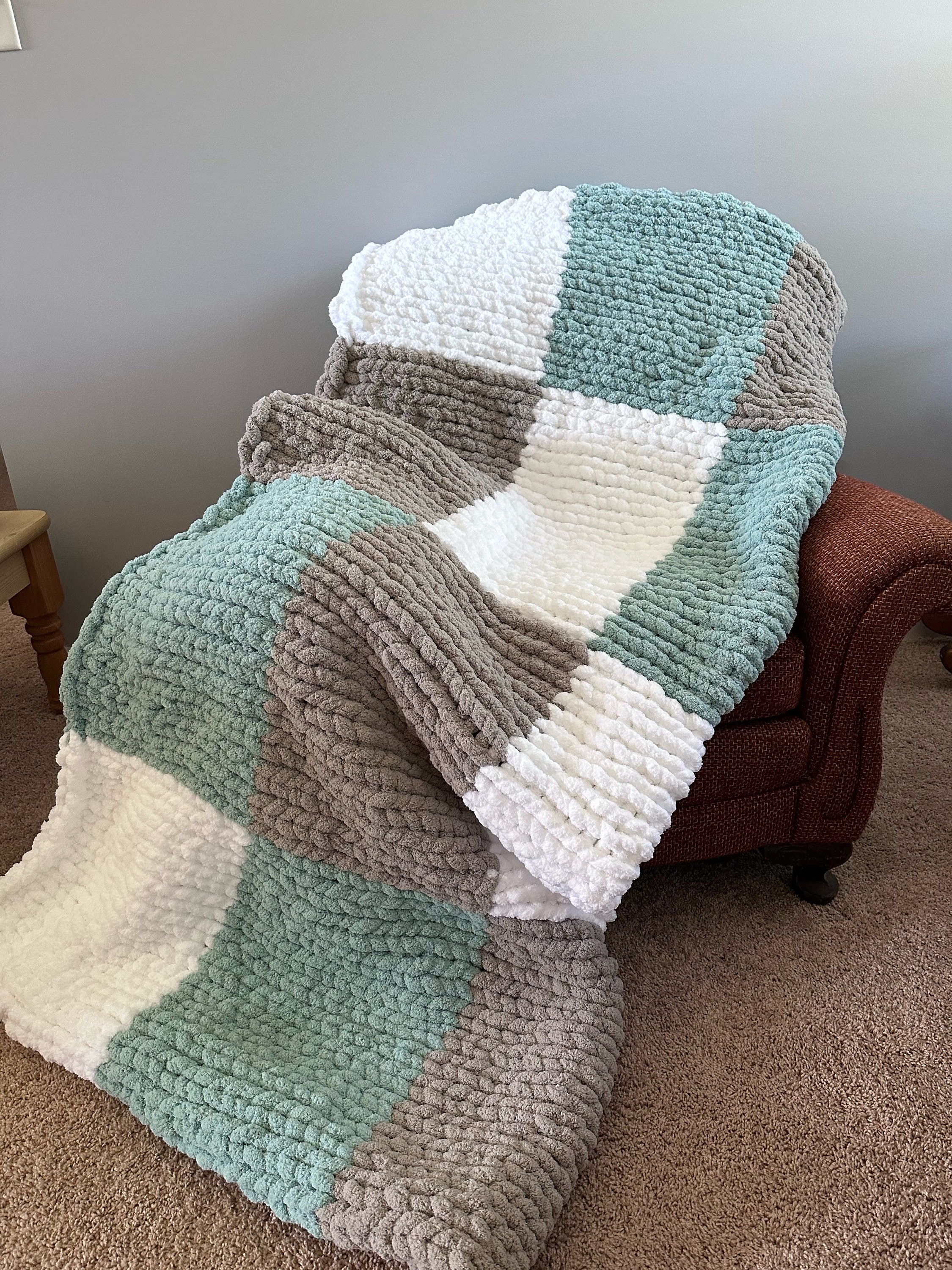 Patterned Chunky Hand Knitted Blanket - Etsy