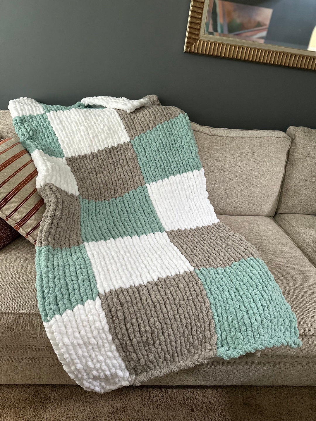 Patterned Chunky Hand Knitted Blanket - Etsy