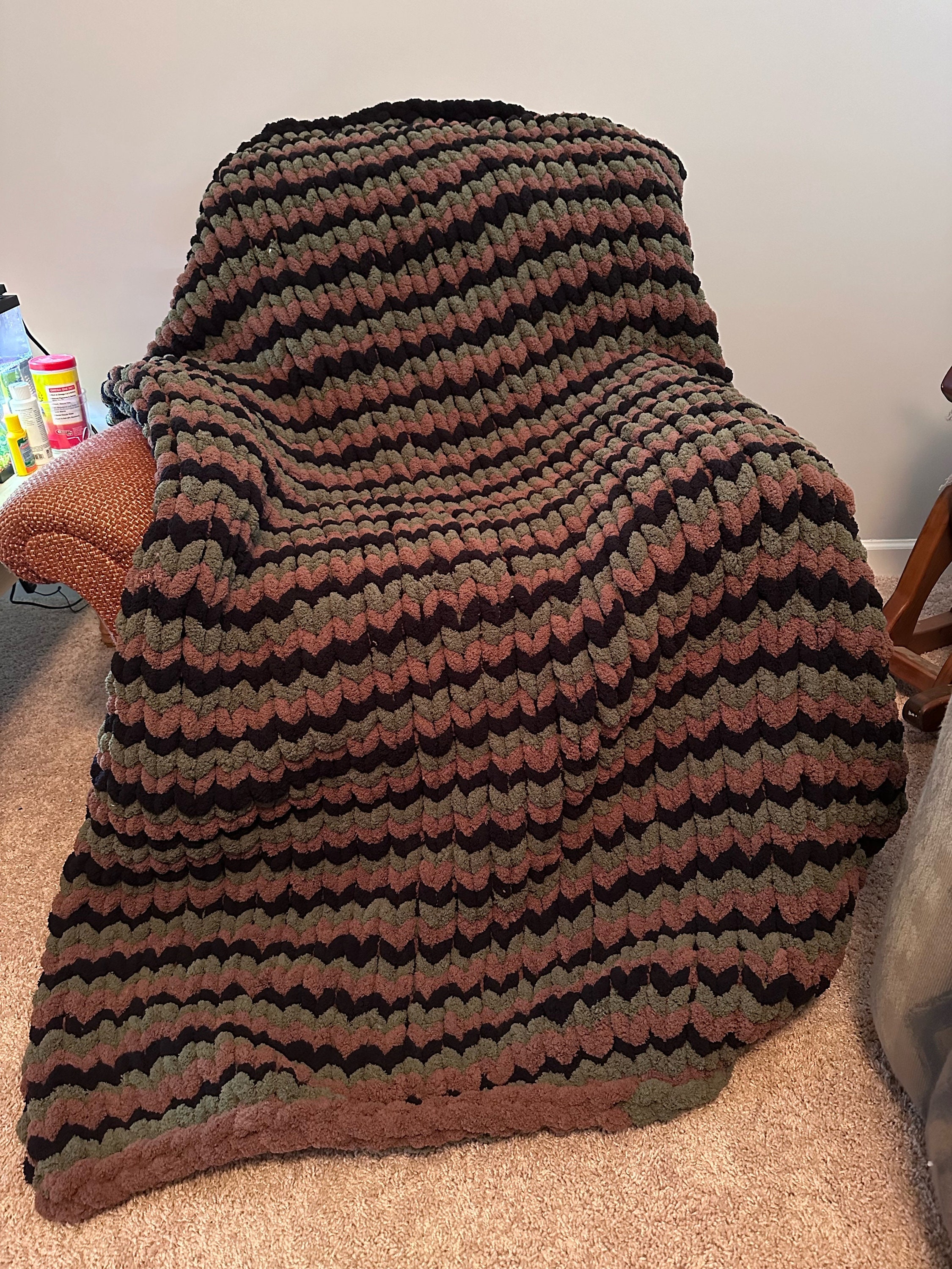 Patterned Chunky Hand Knitted Blanket - Etsy