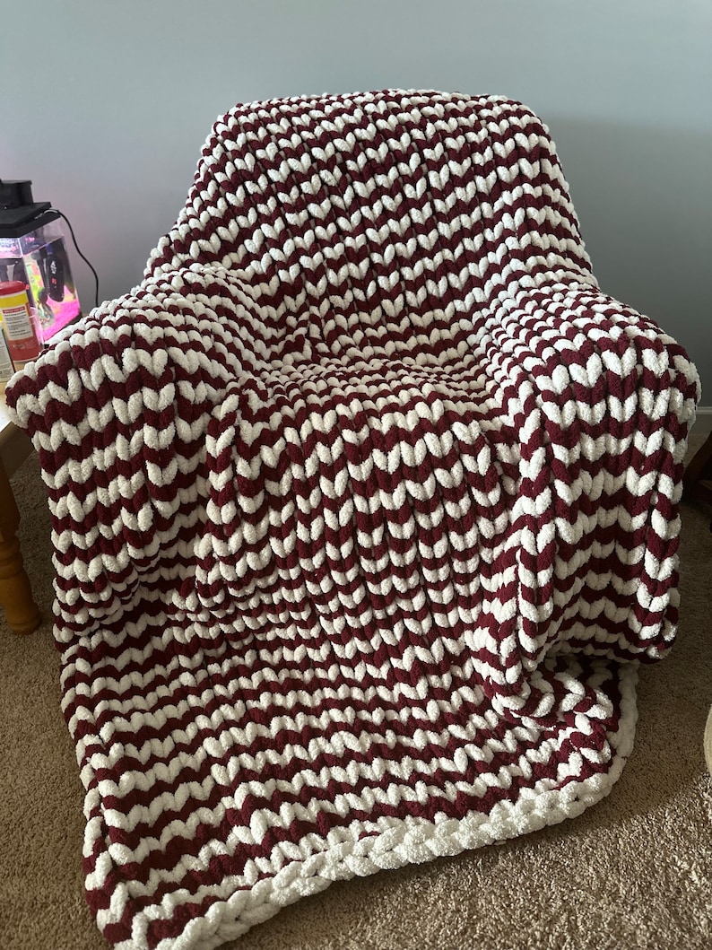 Patterned Chunky Hand Knitted Blanket - Etsy
