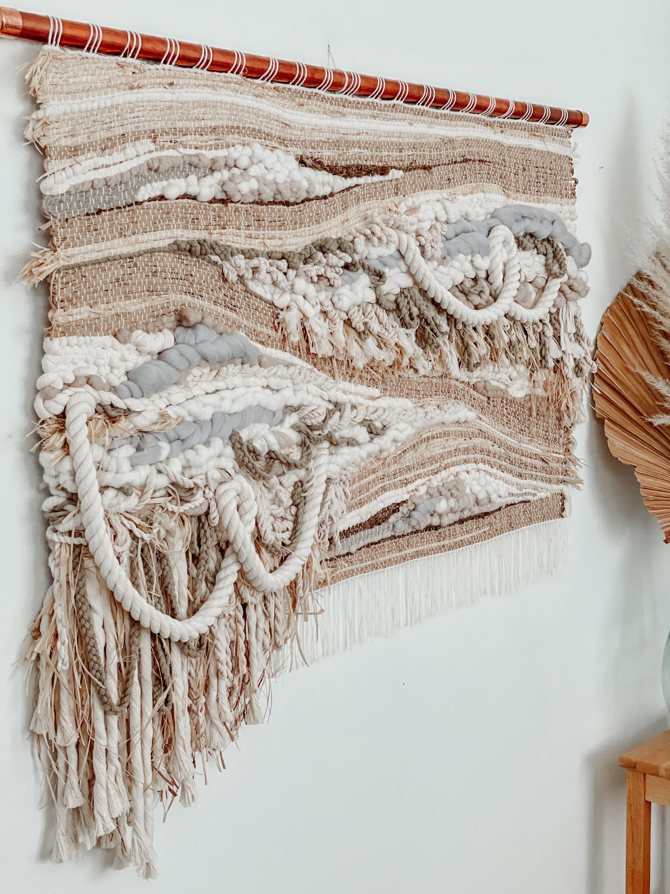 Large Handwoven Tapestry Copper Rod large fiber art | Etsy