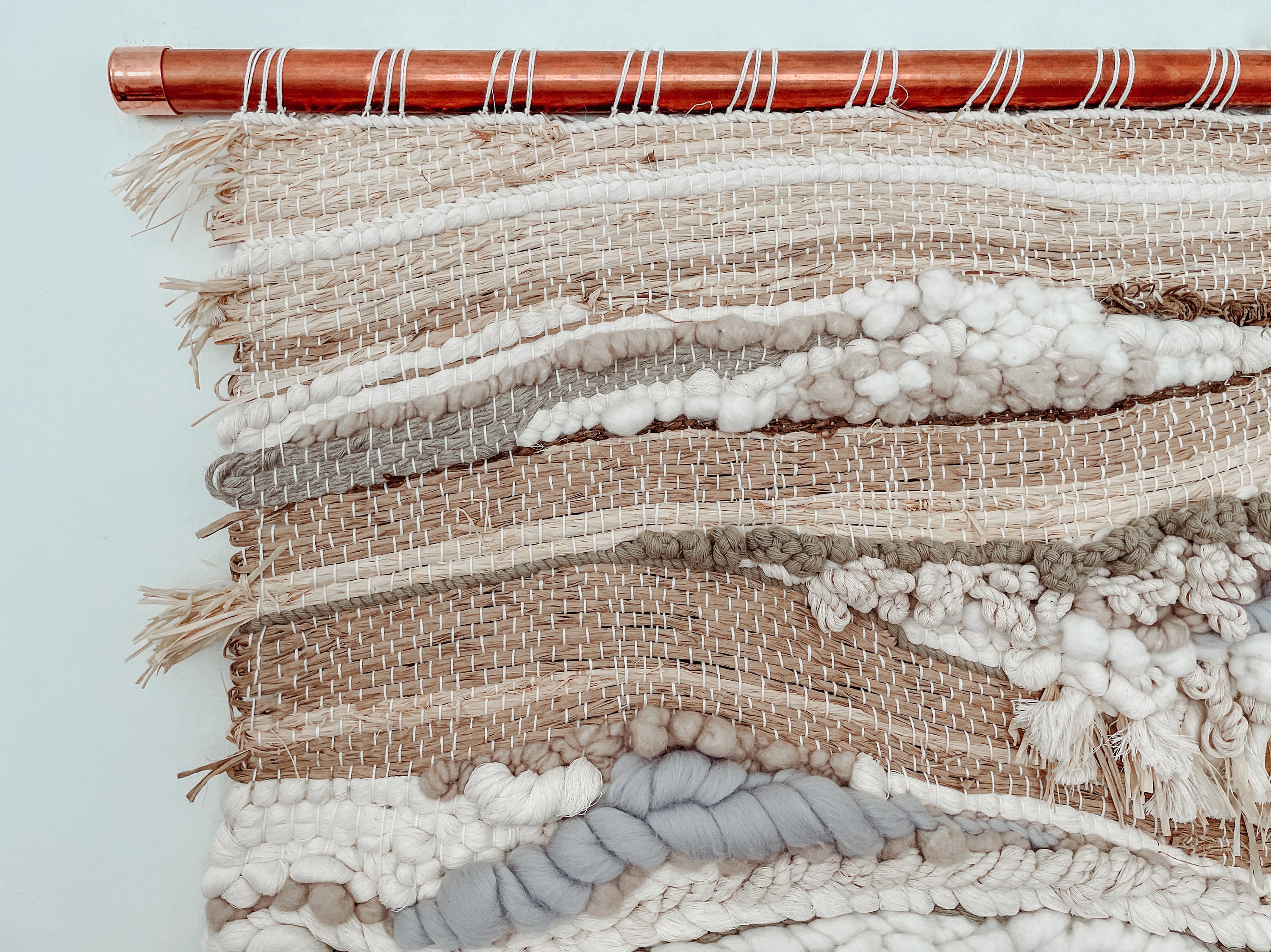 Large Handwoven Tapestry Copper Rod Large Fiber Art | Etsy