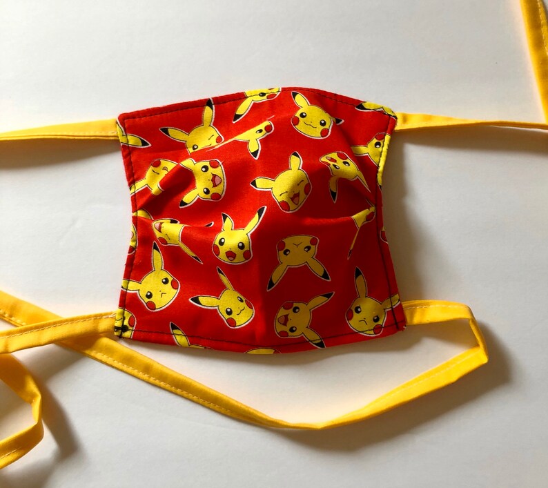 Pikachu Washable Cotton Face Mask With Filter Pocket - Etsy
