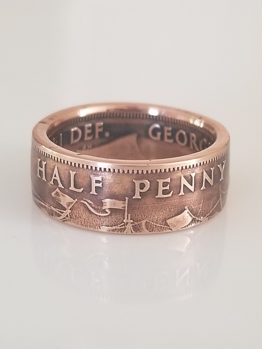 British Half Penny Coin Ring Handmade Coin Ring - Etsy