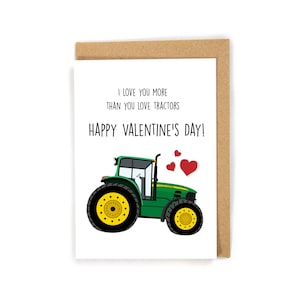 Valentine's Day Card Tractor Valentine's Day Card - Etsy
