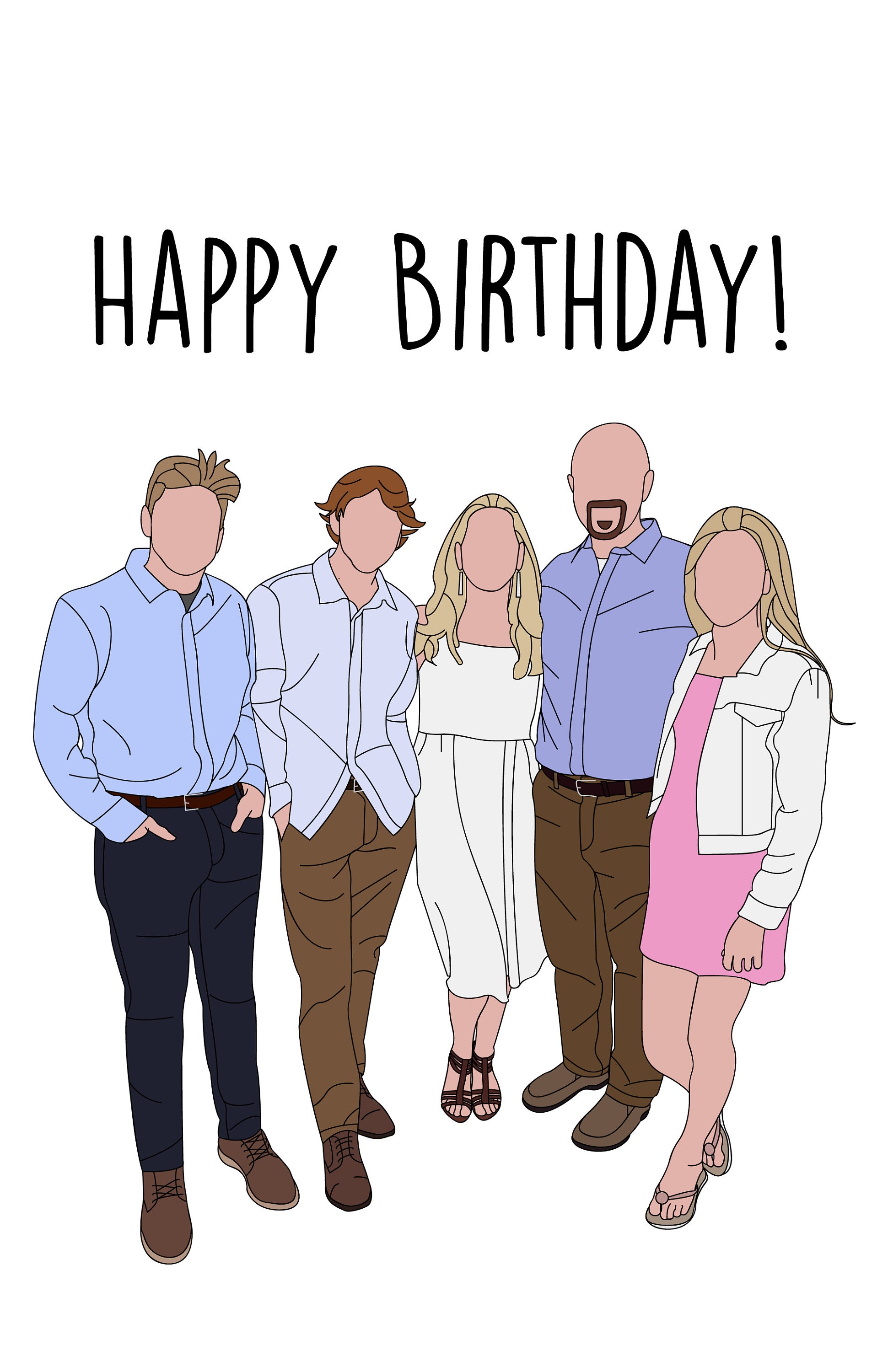 Faceless Portrait Birthday Card Custom Birthday Card Custom - Etsy