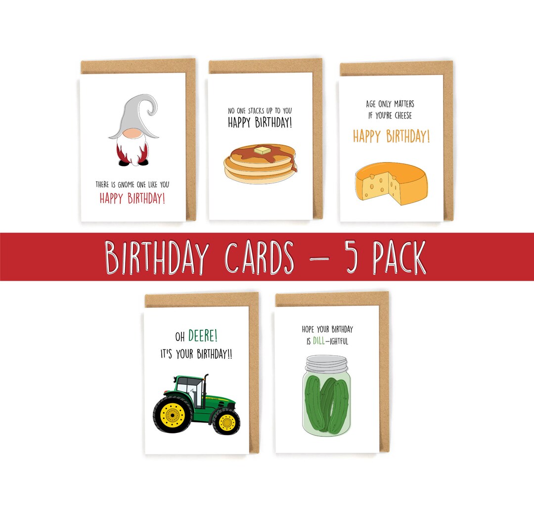 Cute Birthday Card Variety Pack, Pack of Generic Birthday Cards, Happy ...