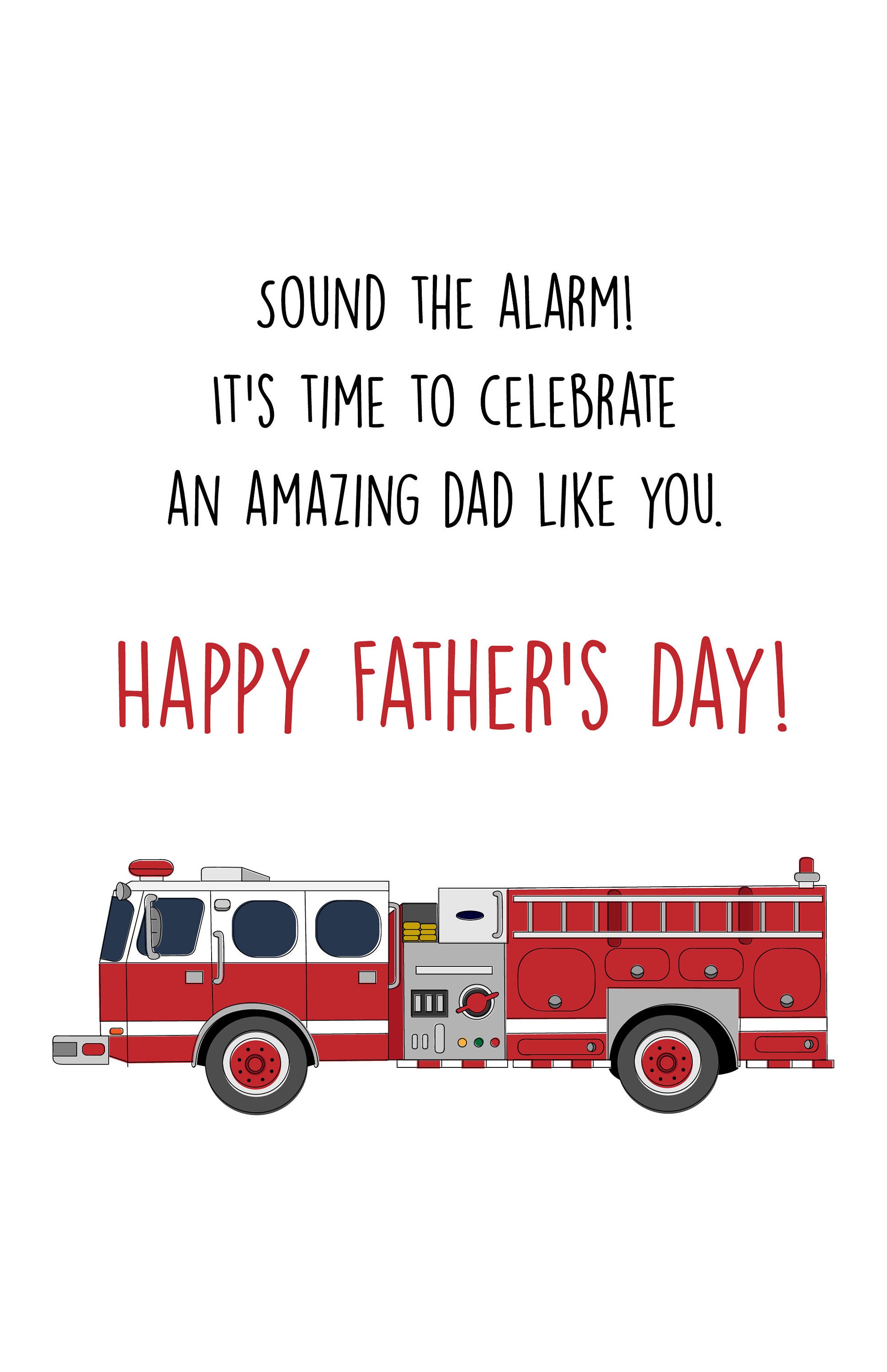Firetruck Father's Day Card Fireman Father's Day | Etsy