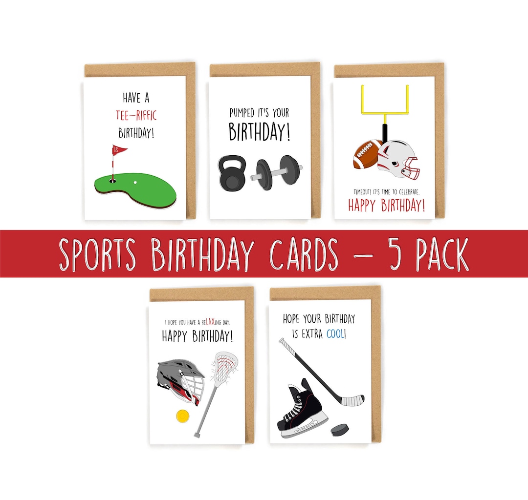 Sports Birthday Card Variety Pack, Pack of Sporting Birthday Cards ...
