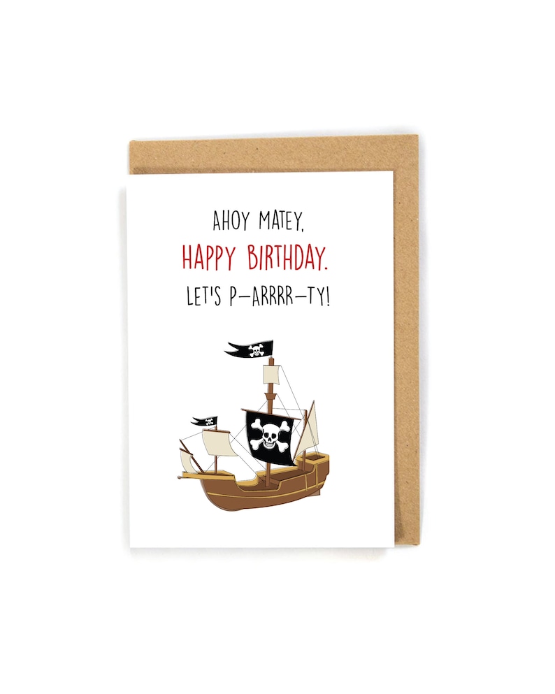 Pirate Birthday Card, Birthday Card for Boy, Kids Birthday Card, Funny ...