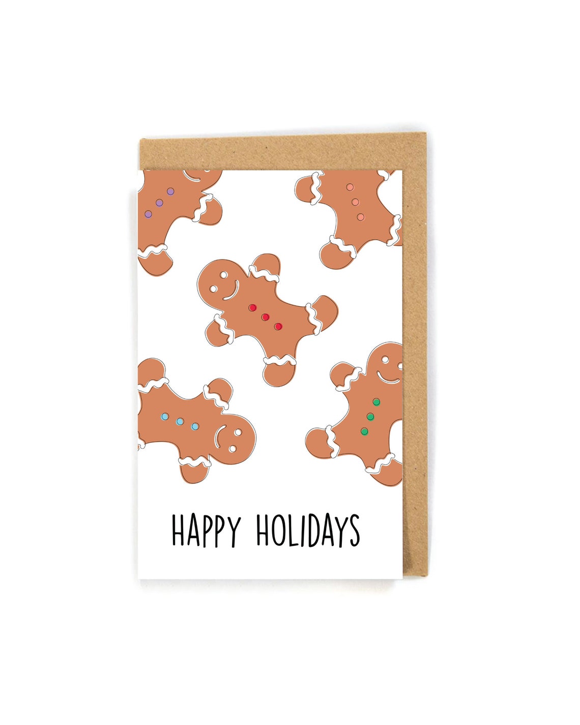 Gingerbread Man Holiday Card, Cute Holiday Card, Happy Holiday Card ...