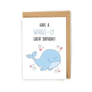 Whale Birthday Card, Cute Birthday Card, Funny Birthday Card, Pun ...