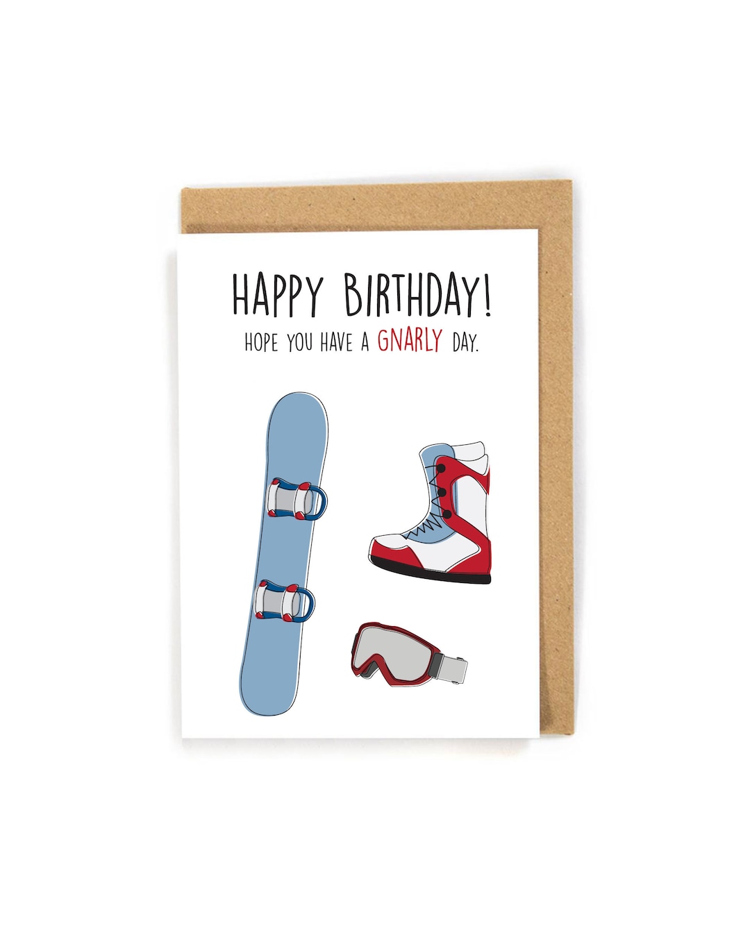 Snowboarding Birthday Card, Winter Birthday Card, Snowboard Birthday ...